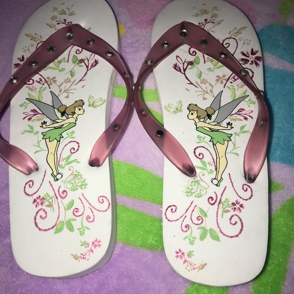 Disney | Shoes | Y2k White N Pink Tinker Bell Platform Flip Flop ...